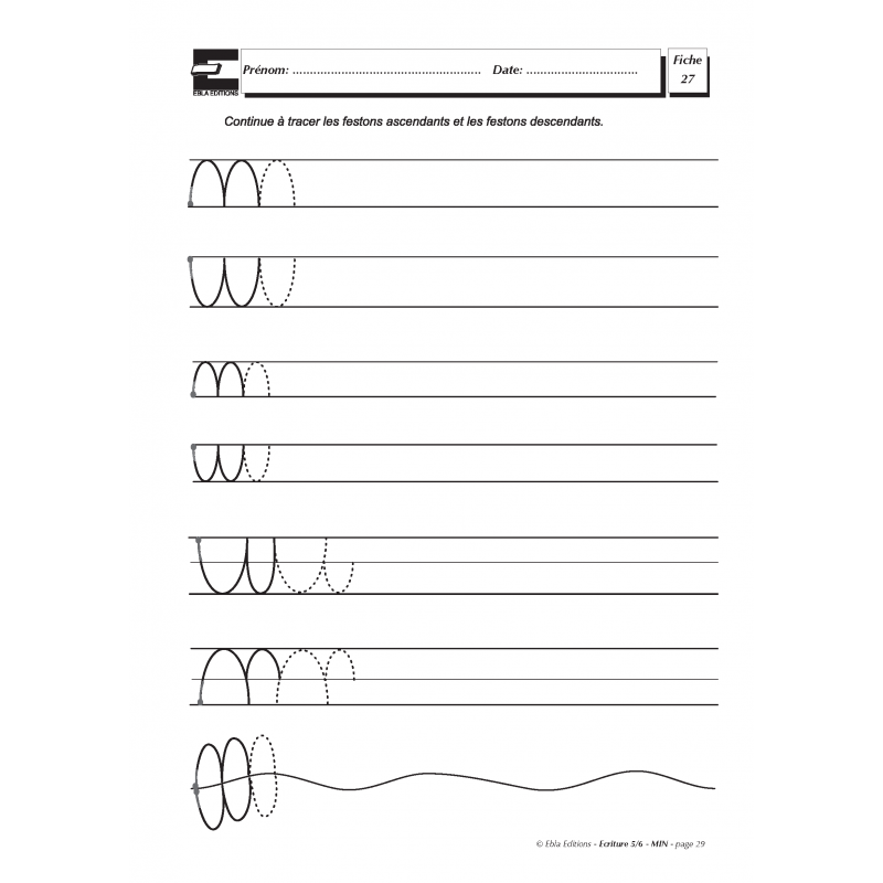 Fiches pour écrire les minuscules cursives (GS)