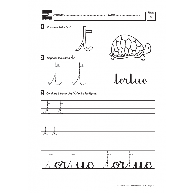 Fiches pour écrire les minuscules cursives (GS)