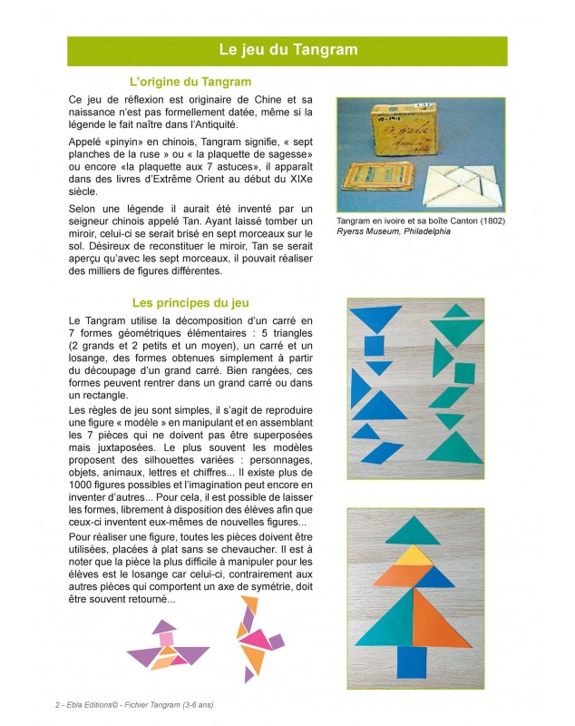 Activités autour du tangram 3/6 ans