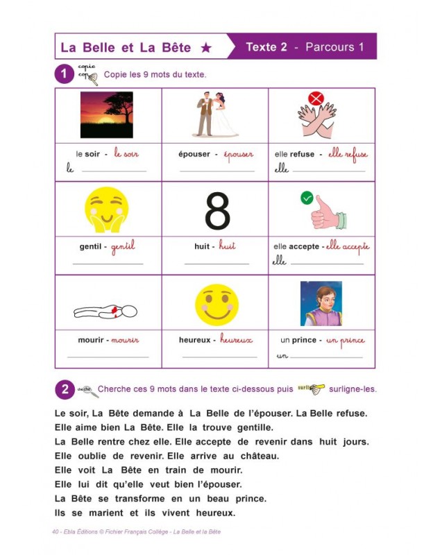 La Belle et la Bête - Lire et comprendre les textes littéraires