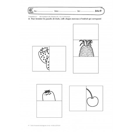 Apprendre le vocabulaire des fruits et légumes 3/4 ans (PS)